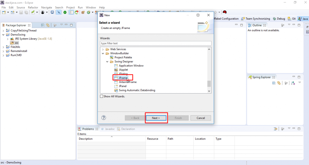 Lập trình giao diện Java Swing trên Eclipse với windowbuilder.