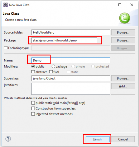 Ví dụ tạo Java project Hello World trên Eclipse - STACKJAVA