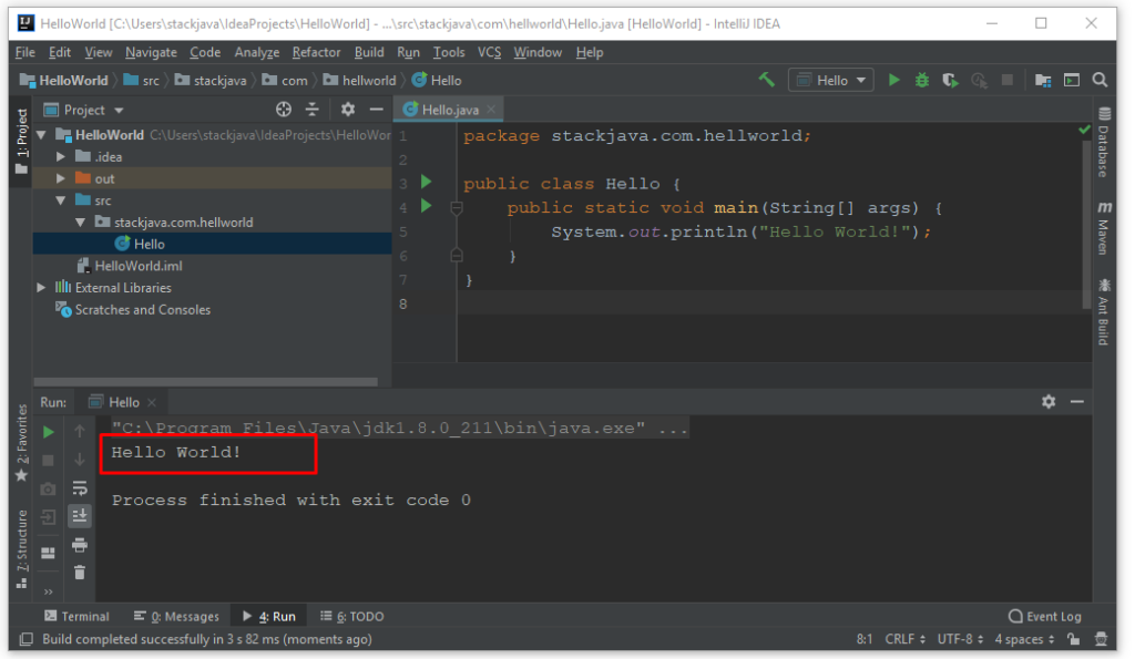 Tạo project trên Intellij, ví dụ Hello World trên Intellij - STACKJAVA