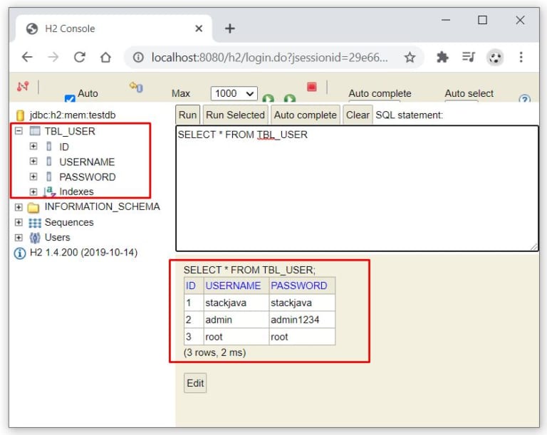 Code Ví Dụ Spring Boot H2 Database Khởi Tạo Database Stackjava